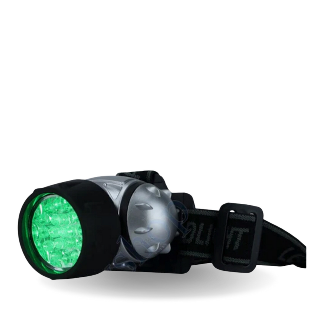 Headlight Torch - Grow Room Green LED c/w 3 x AAA Alkaline Batteries